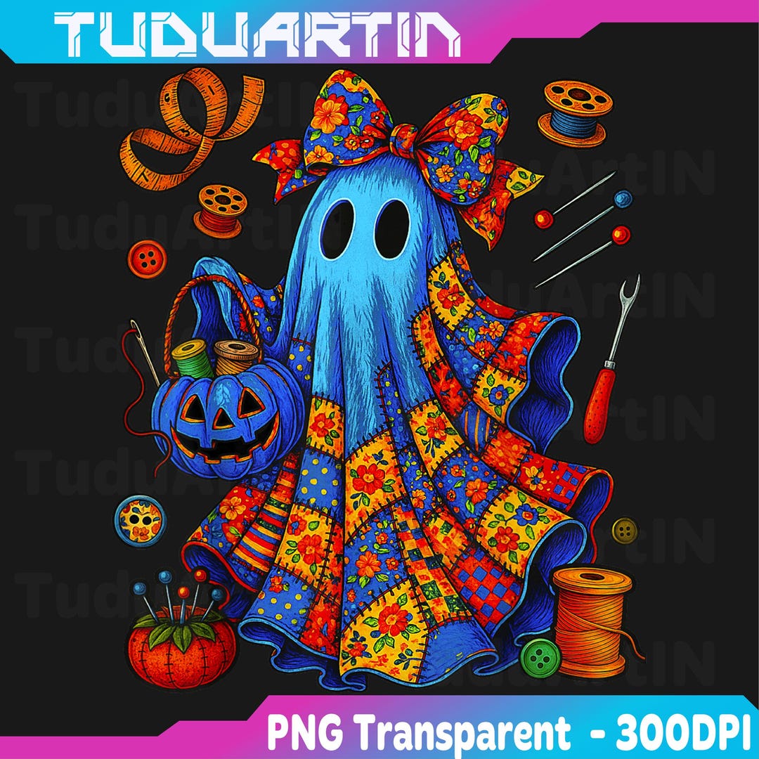 Halloween Boo Ghost Patchwork Quilter Quilting Sewing Png, Halloween ...