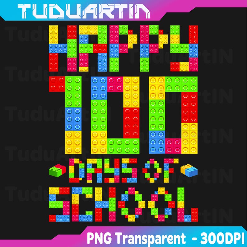 100 Days Smarter Building Blocks Happy 100 Days of School Png, 100 Days ...