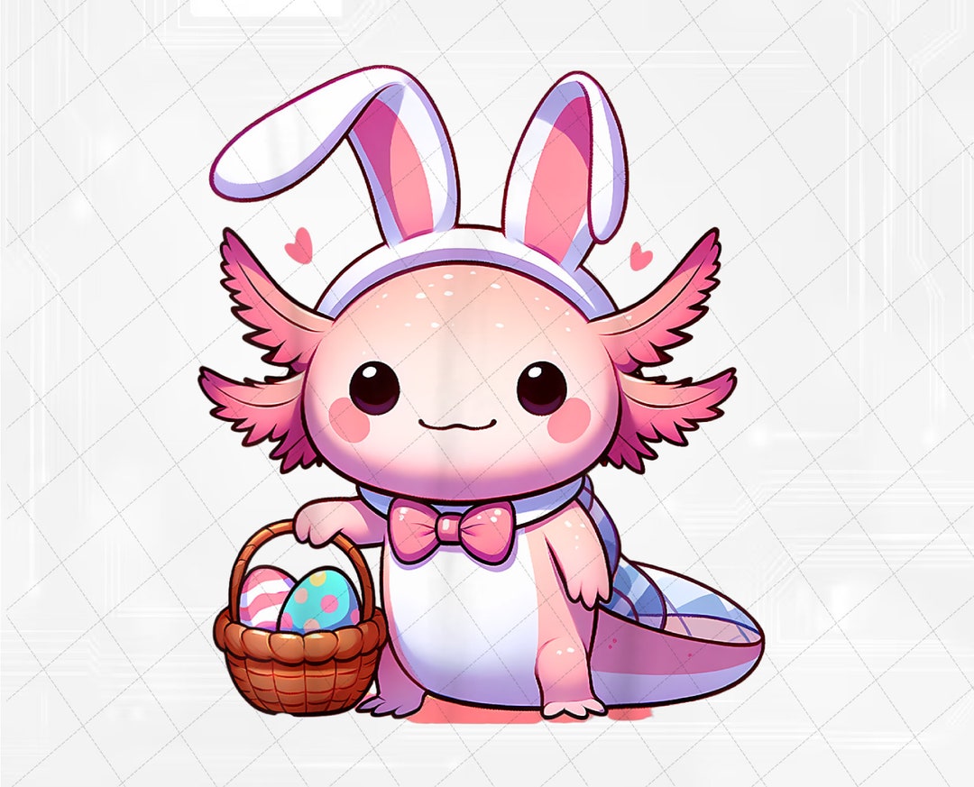 PNG ONLY Easter Axolotl Bunny Ears Eggs Png, Hunting Easter Eggs Png ...