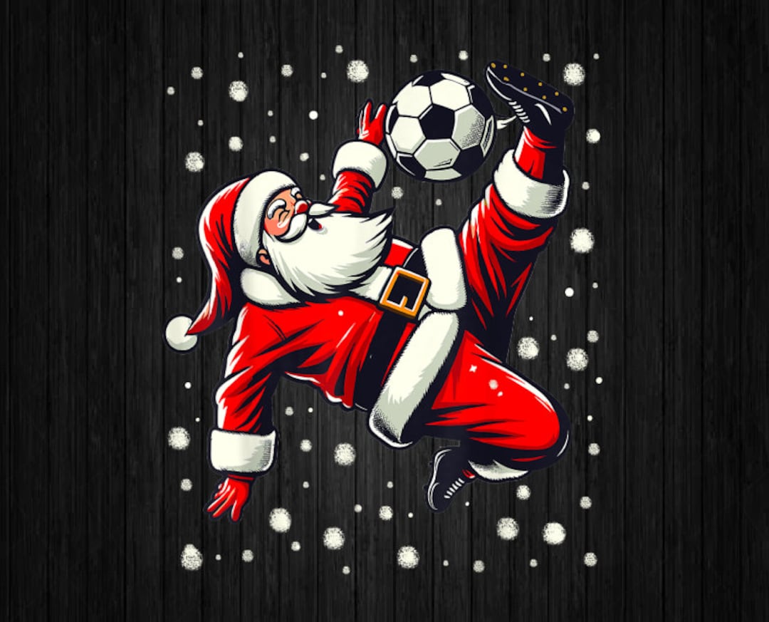 PNG ONLY Santa Plays Soccer Bicycle Kick Png, Christmas Sport Santa Png ...
