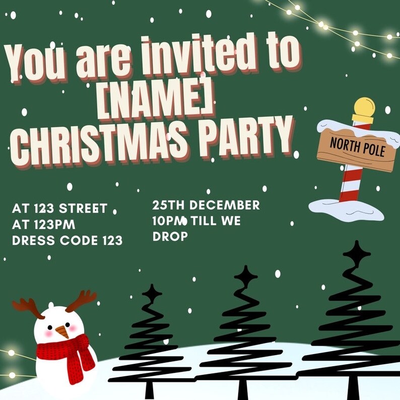 Printable Christmas Personalised Invitations can Be Customised to Any ...