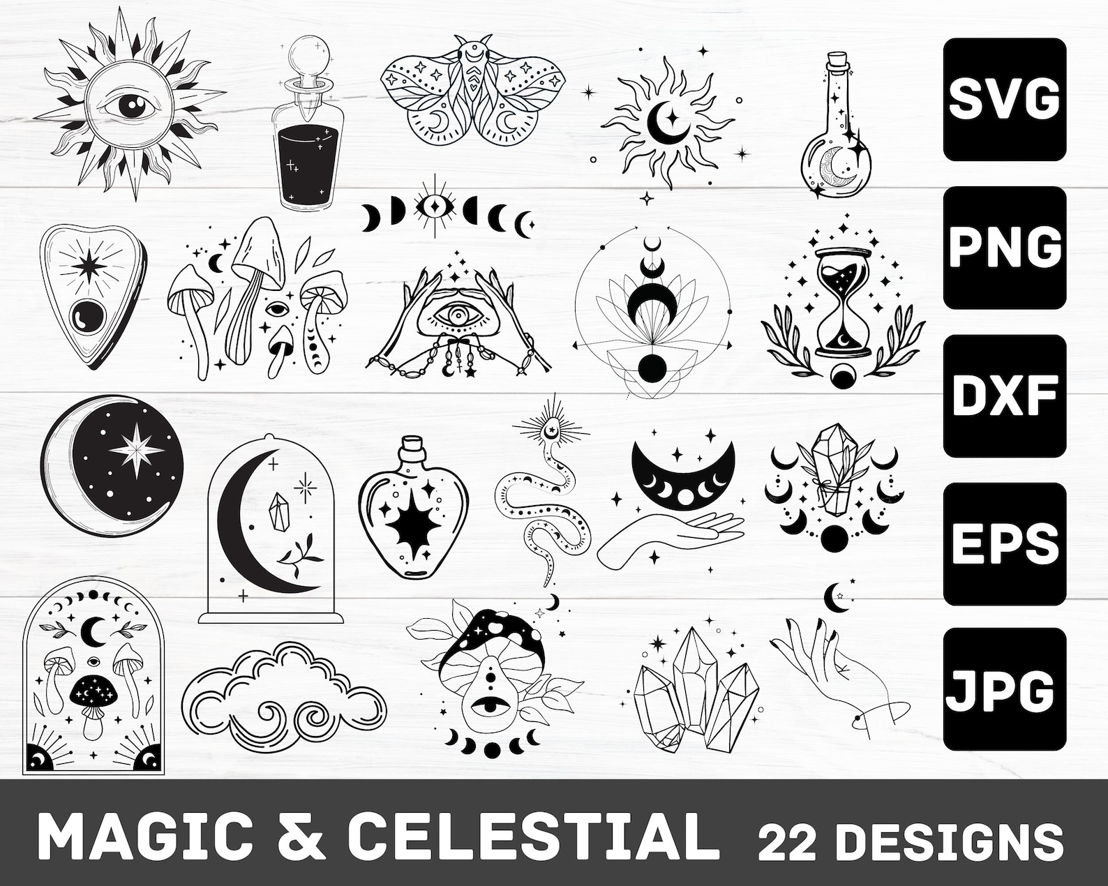 Magic and Celestial SVG Bundle,witchy Svg, Mystical Svg Files for ...