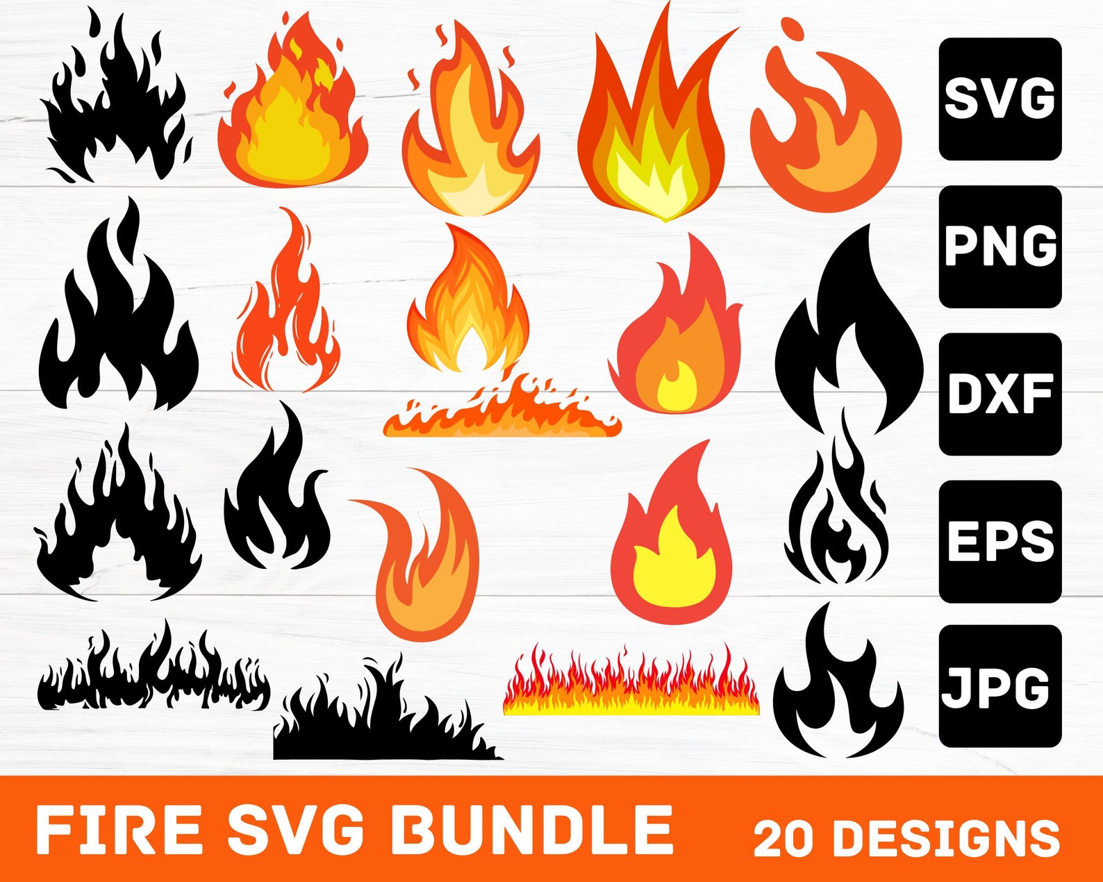 Fire SVG Bundle, Fire Clipart, Fire Svg Files, Fire Flames Svg, Flames ...