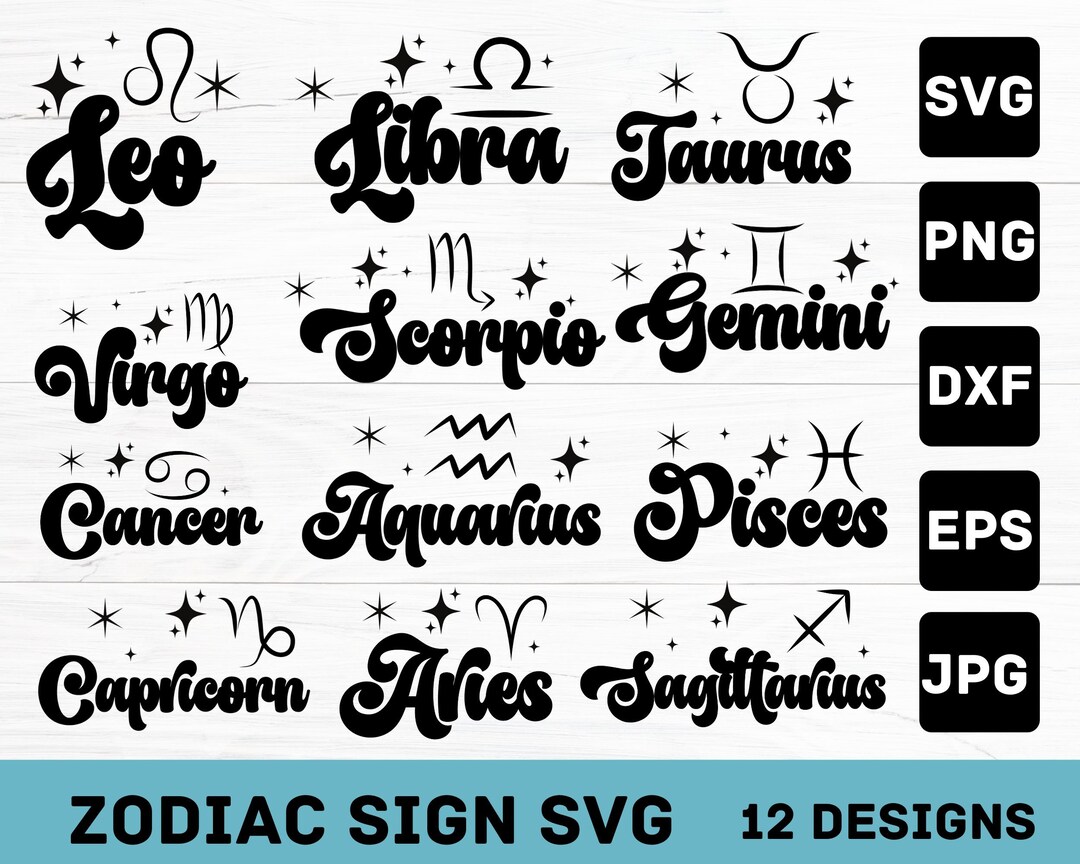 ZODIAC SIGN SVG Bundle, Zodiac Signs Svg Bundle, Horoscope Svg Bundle ...