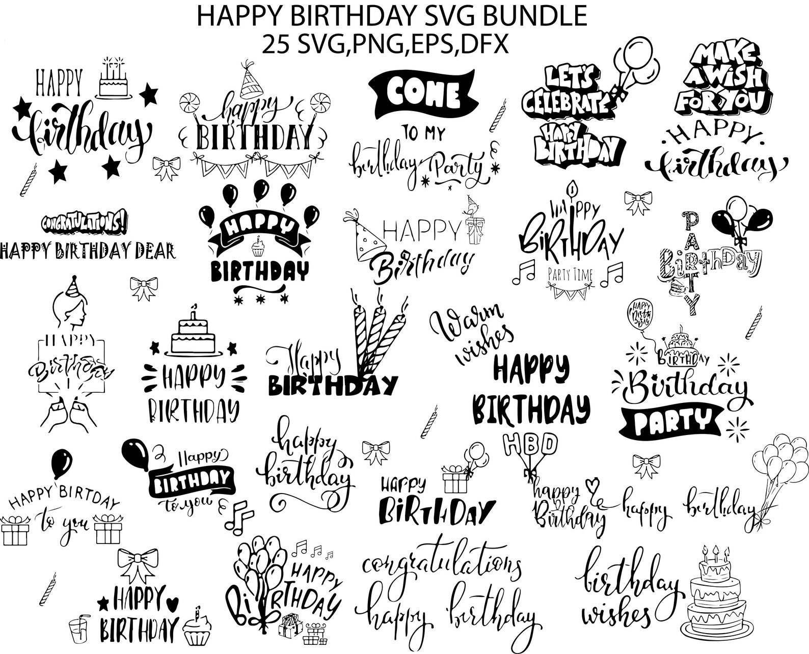 Happy Birthday Svg Bundle Birthday Svg Birthday Girl Svg Birthday