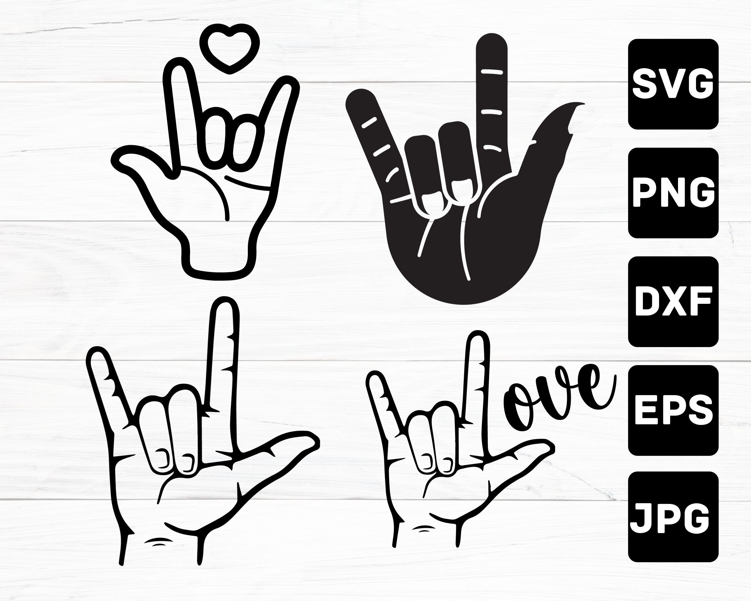 I Love You Hand Sign Svg, ASL, Sign Language Svg. Vector Cut File ...