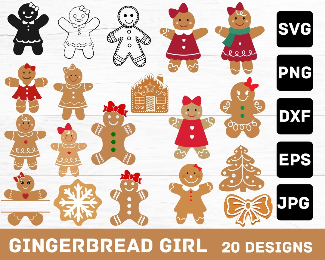 Gingerbread Woman Svg Gingerbread Svg Bundle Christmas - Etsy