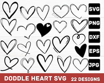 HEART Bundel SVG, HEART Doodle Svg, Heart Svg Cut Files for Cricut, Hand Drawn Heart Svg,heart ...