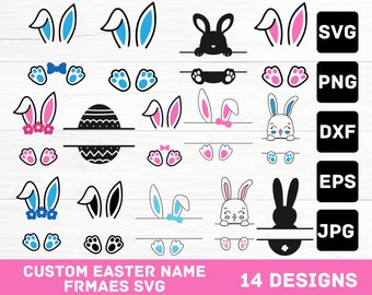 Bunny Svg, Easter Svg, Bunny Name Svg, Bunny Ears Svg, Monogram Svg ...
