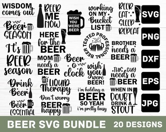 Beer Quotes SVG Bundle, Beer Glass SVG, Beer Mugs Cups SVG Png, Beer ...