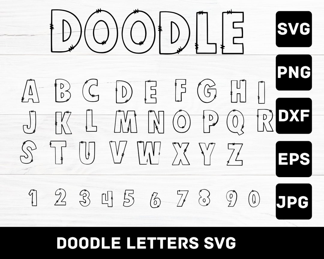 Doodle Font Svg, Font Svg, Alphabet Svg, Outline Font Svg, Handwritten ...