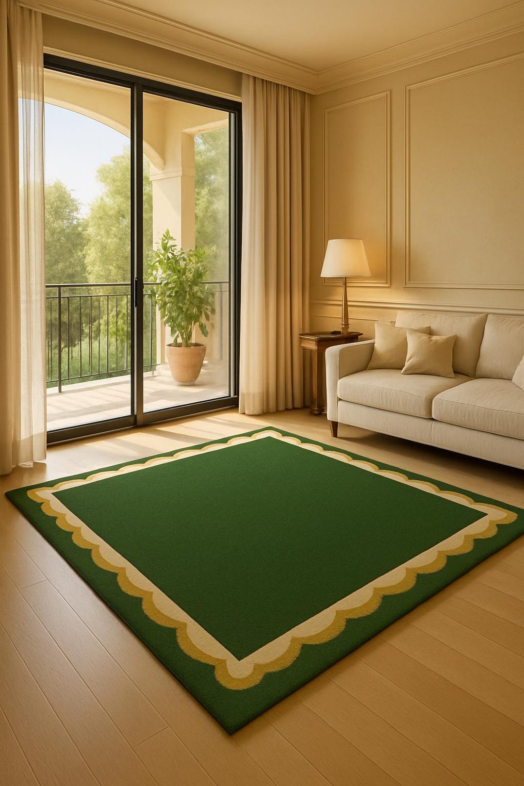 Modern Plain Green Handmade Wool Carpet Rectangular Shape Rug for ...