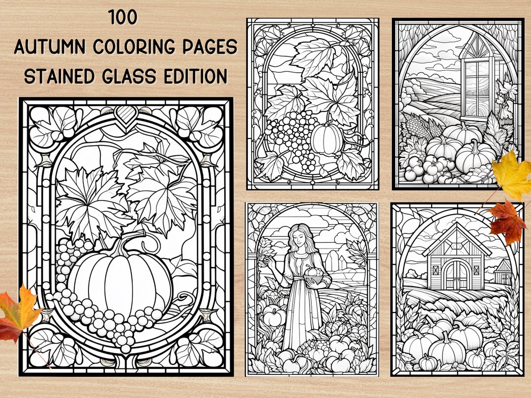 100 Autumn Coloring Pages | Fall Coloring | Stress Relief | Printable ...