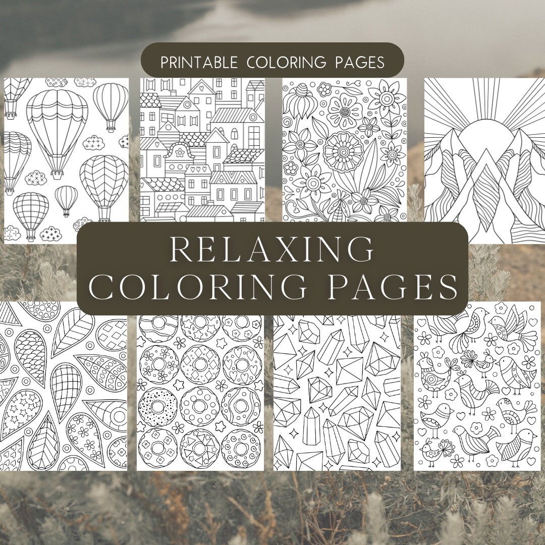 35 Relaxing Coloring Pages for Adults Printable Instant Download Stress ...