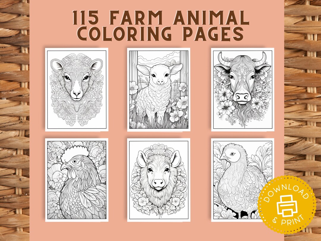 115 Cute Farm Animal Coloring Pages Farm Animal Coloring - Etsy
