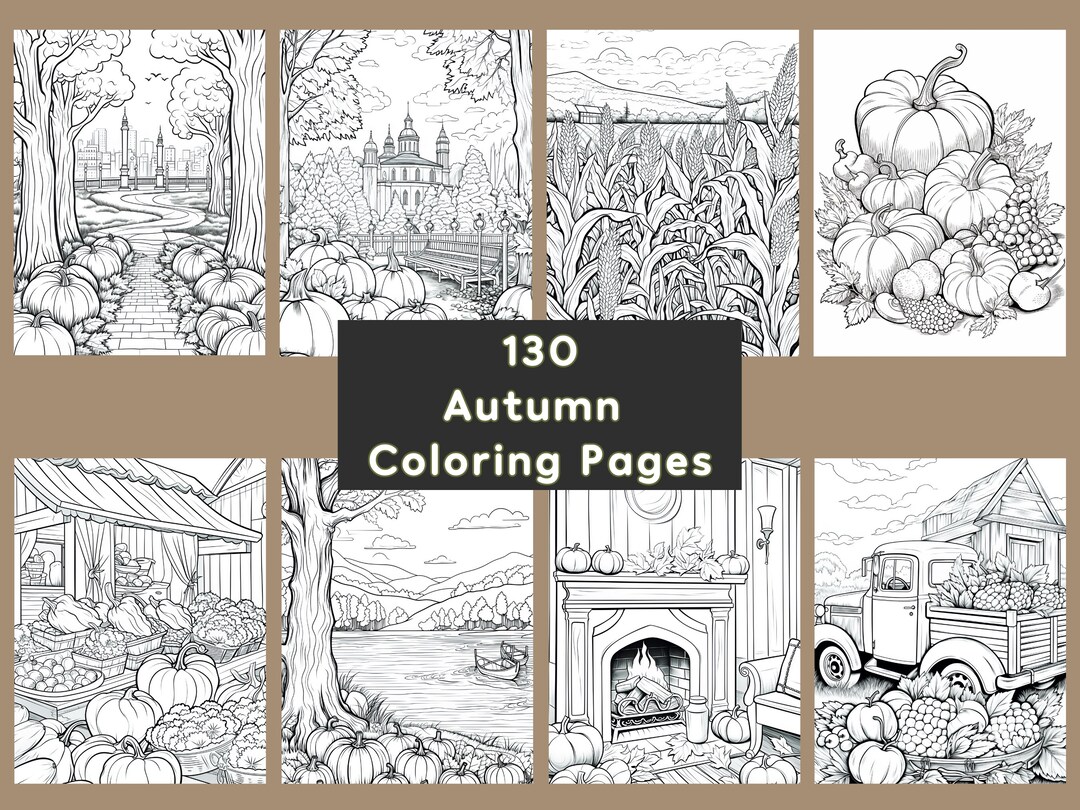 130 Autumn Coloring Pages | Fall Coloring | Stress Relief | Printable ...