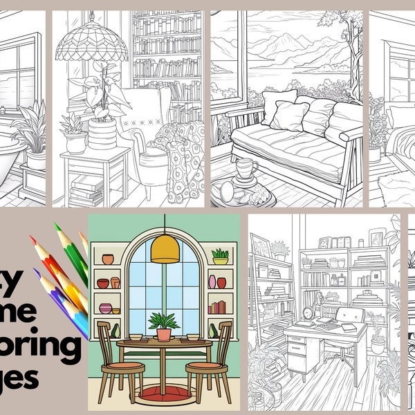 Printable House Coloring Pages - Etsy