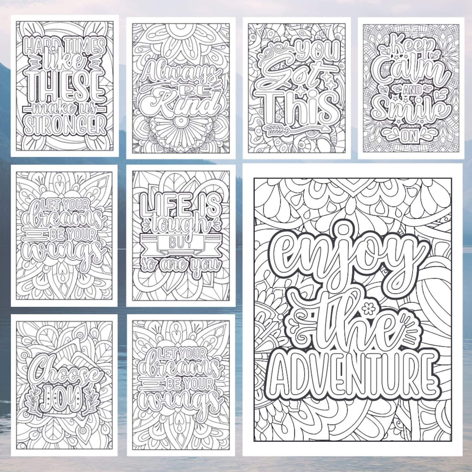 50 Motivational Coloring Pages: Stress Relief Mandalas (digital ...