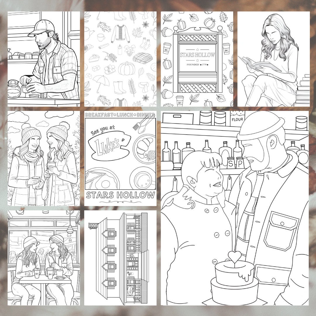 15 Gilmore Girls Coloring Pages Inspired Fall Coloring Stress Relief ...