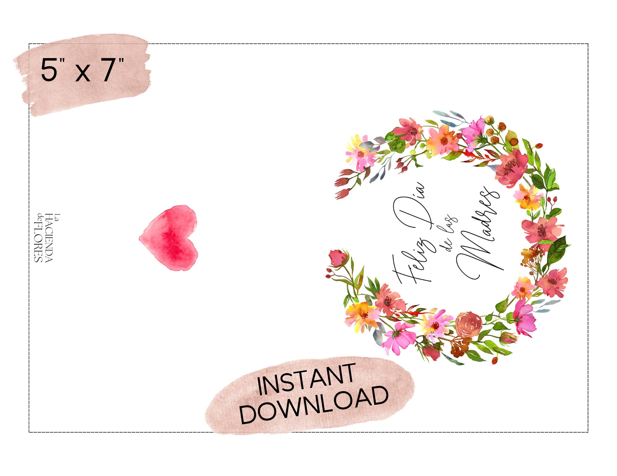 Feliz Dia De Las Madres Printable Mother's Day Card, Instant Download ...