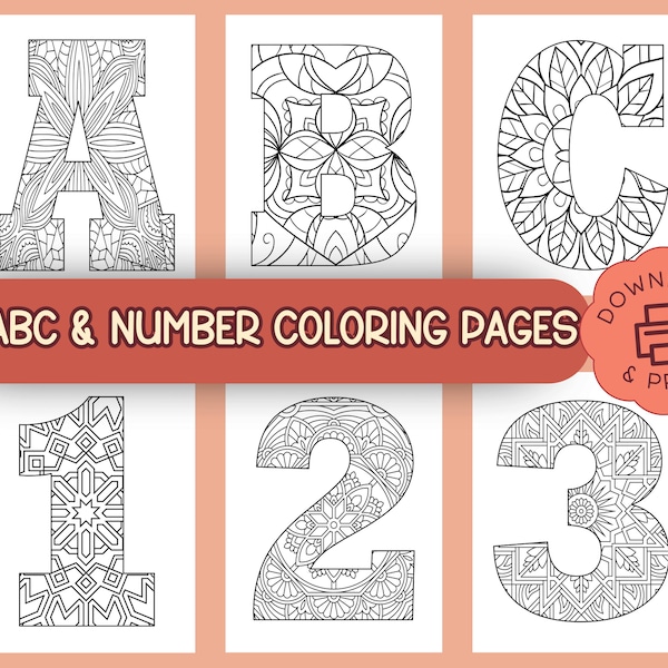Mandala Alphabet Coloring Pages - Etsy
