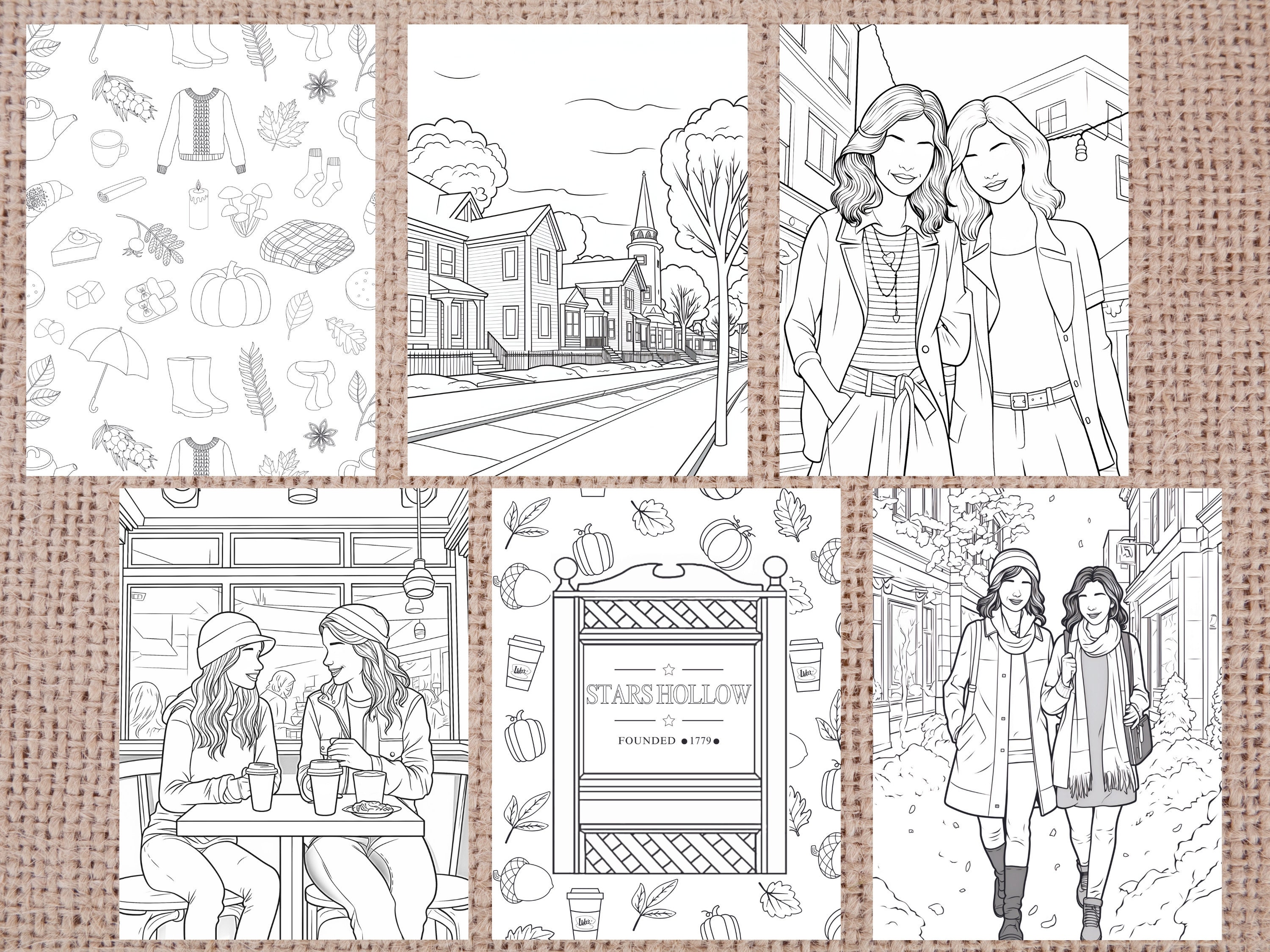 10 Gilmore Girls Inspired Coloring Pages Fall Coloring - Etsy