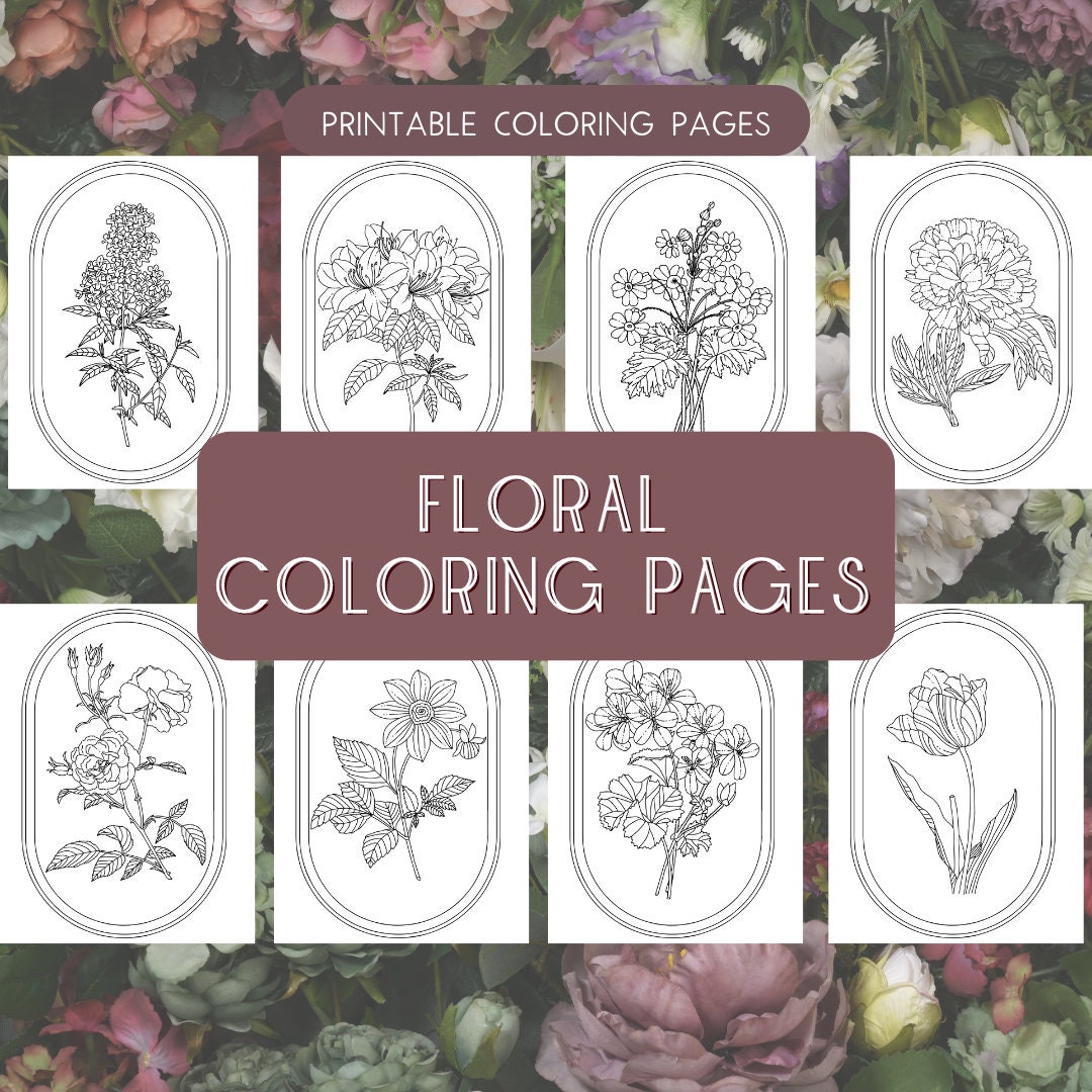 25 Flower Coloring Pages | Floral Coloring Pages | Relaxing Stress ...