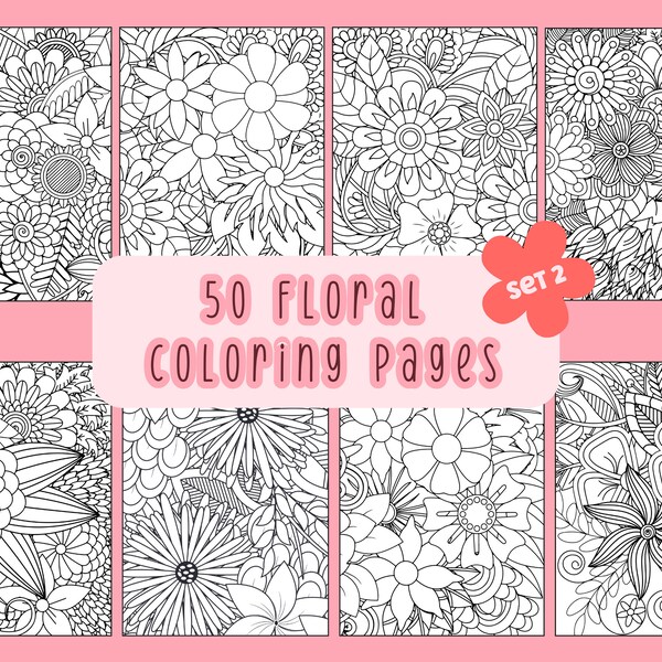 Flower Coloring Page - Etsy