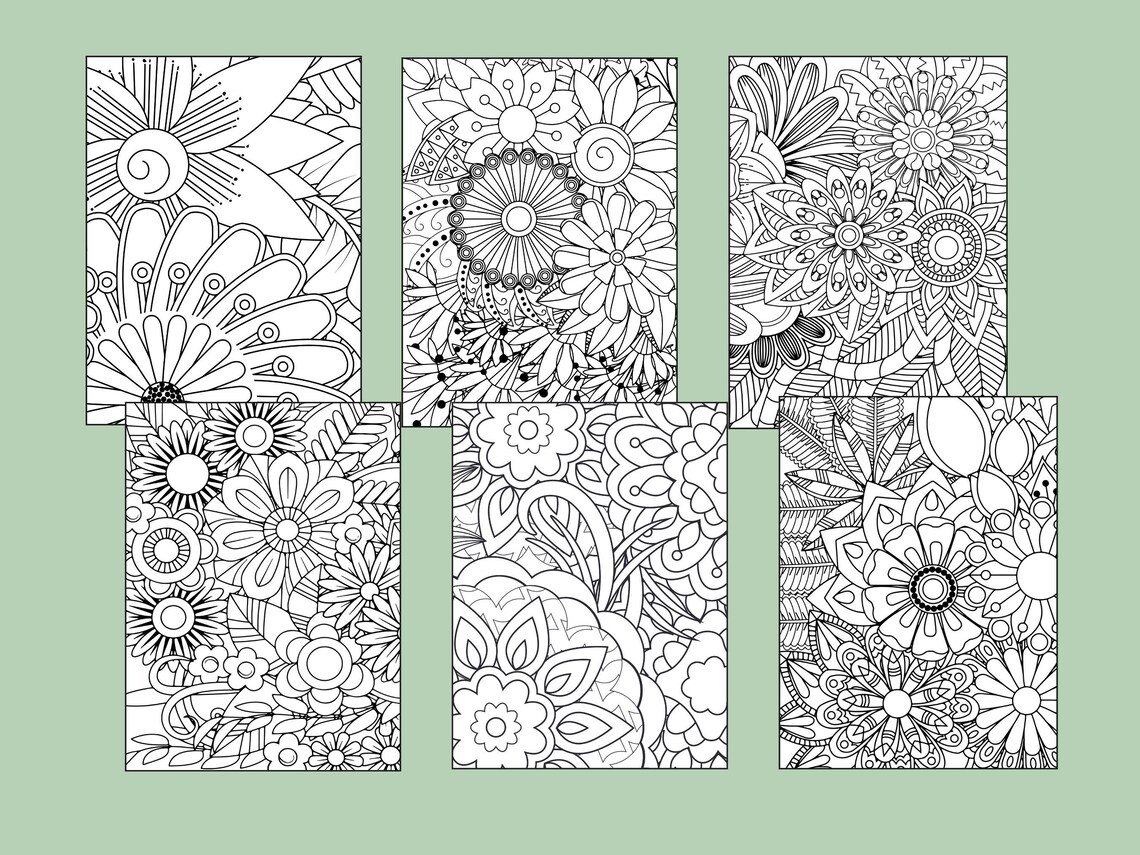 Set 1 50 Flower Coloring Pages Floral Coloring Pages - Etsy
