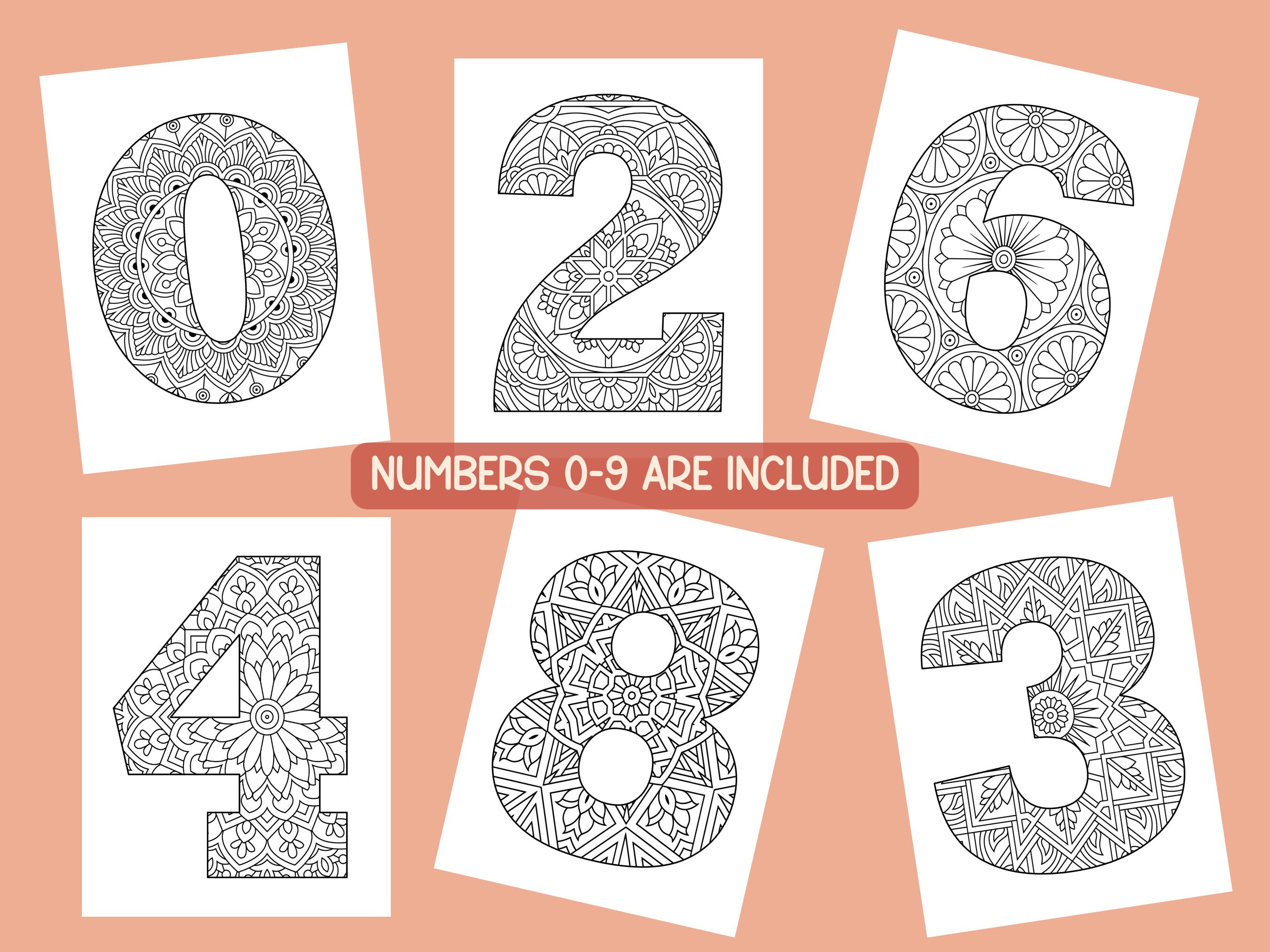 36 Alphabet & Number Mandala Coloring Pages Instant Download Coloring ...