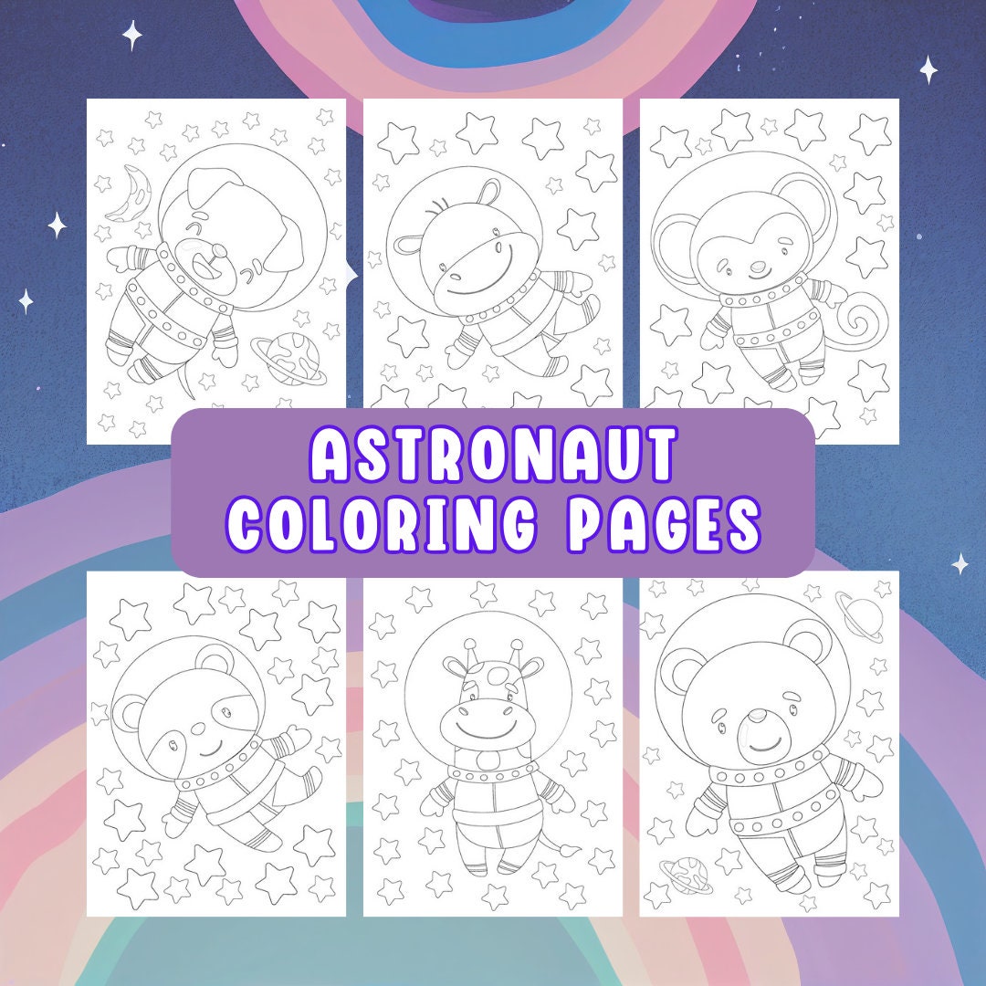 Cute Astronaut Coloring Pages Printable Instant Download Digital ...