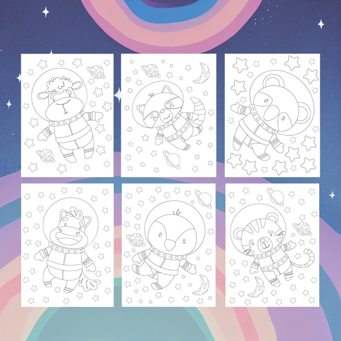 Cute Astronaut Coloring Pages Printable Instant Download Digital ...