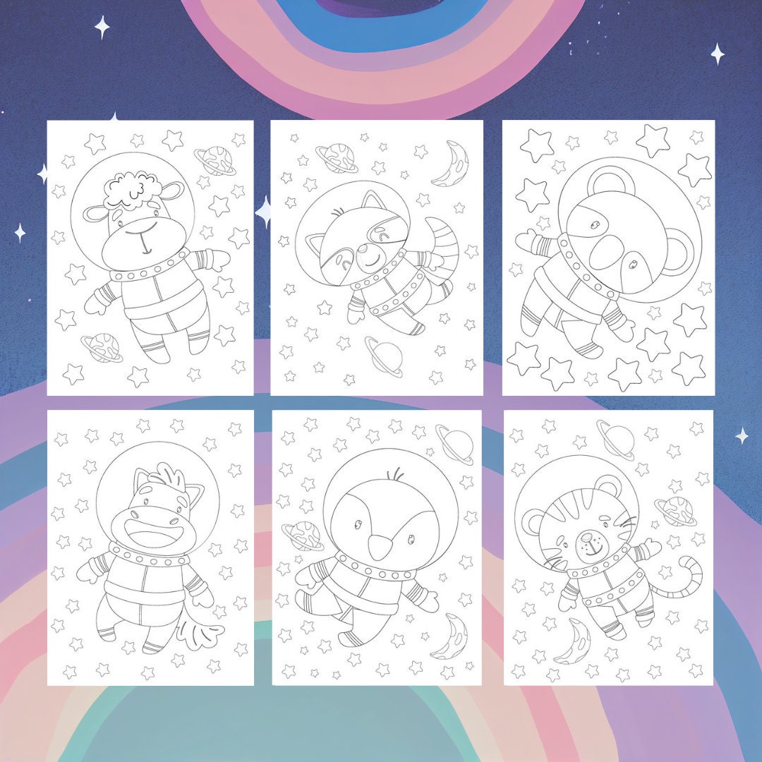Cute Astronaut Coloring Pages Printable Instant Download Digital ...