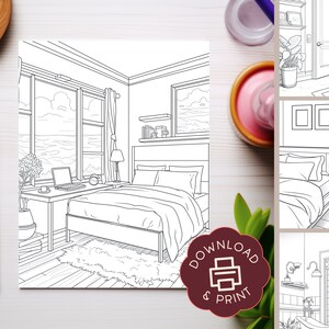 Cozy Home Coloring Pages: 100 Relaxing Designs (printable Digital ...