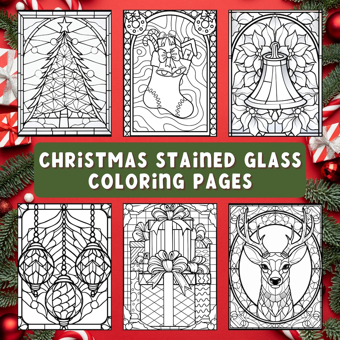30 Christmas Stained Glass Coloring Pages | Winter Coloring | Stress ...