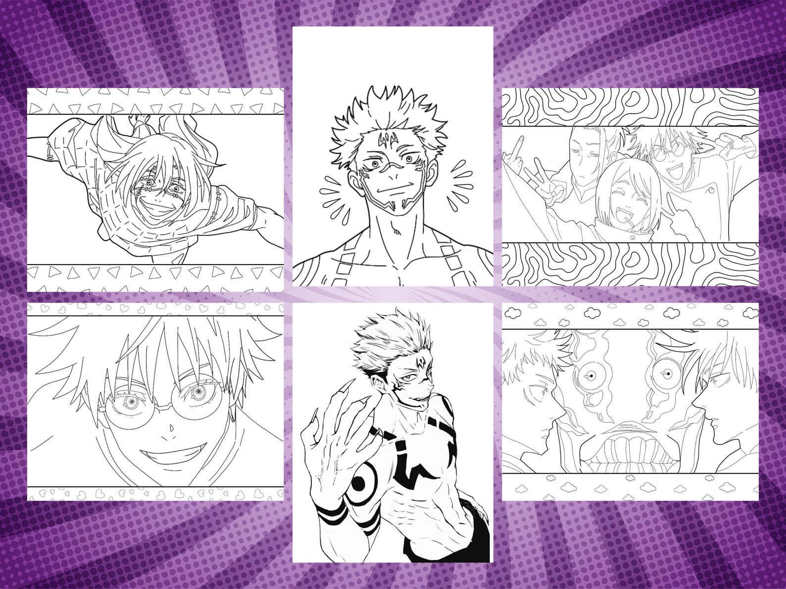 Jujutsu Kaisen Coloring Pages: Anime Style, Stress Relief (PDF) - Etsy