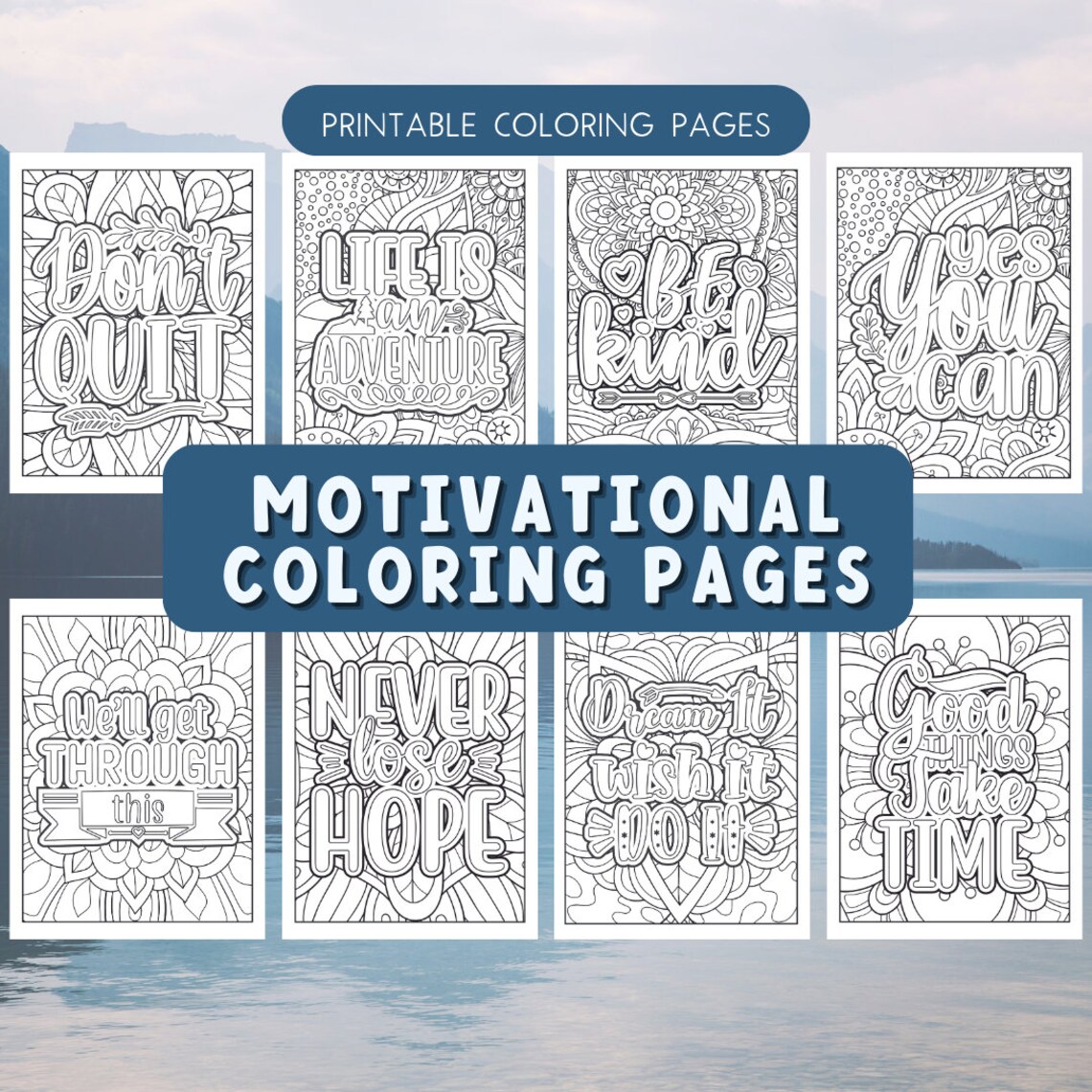50 Motivational Coloring Pages: Stress Relief Mandalas (digital ...