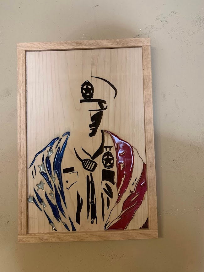 Officer | Draped USA Flag | Police Department | Laser Cut File ...