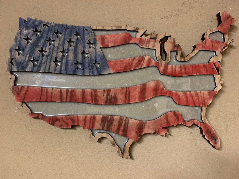 USA Wavy Flag Laser Cut File Lightburn Laser Cutter CNC - Etsy