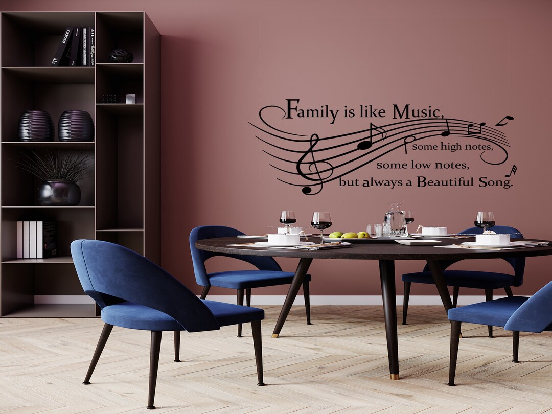 Family is Like Music, Music Notes Wall Decal, Wall Decal Quote, Vinyl ...