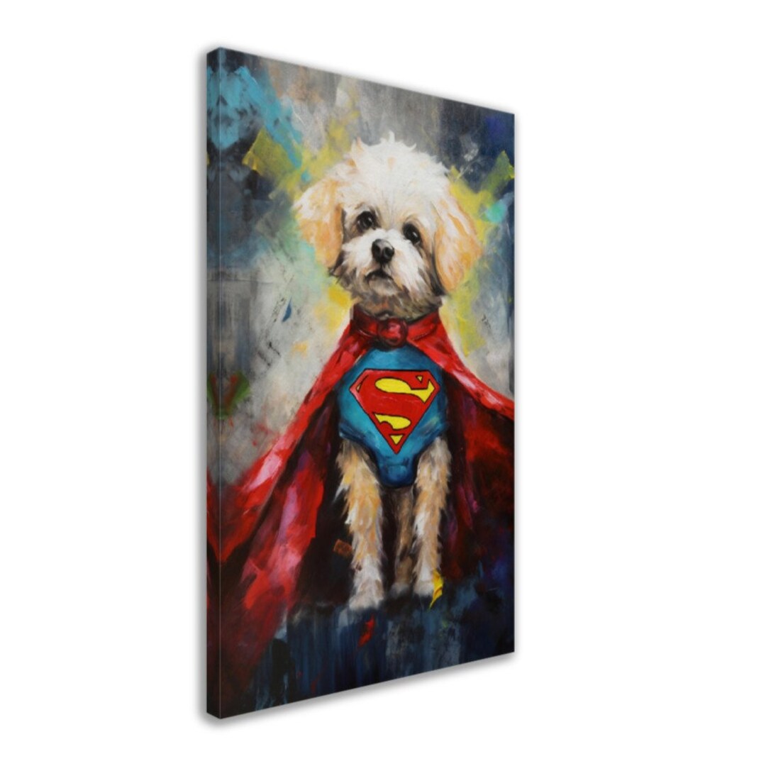 Adorable Poodle in Superman Canvas Art Perfect Superhero Pet Wall Decor ...