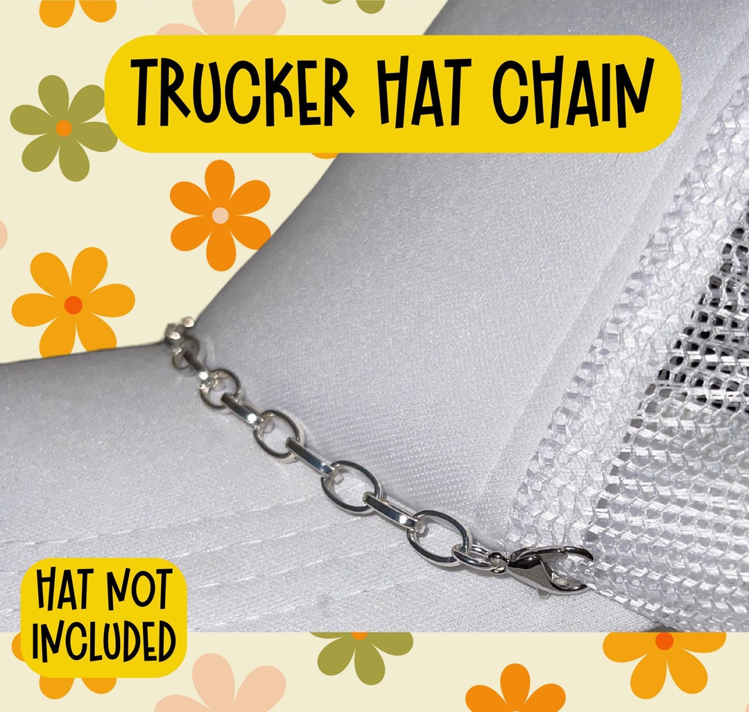 Detachable Trucker Hat Silver Chain Ball Cap Aesthetic Hat Band Chain ...