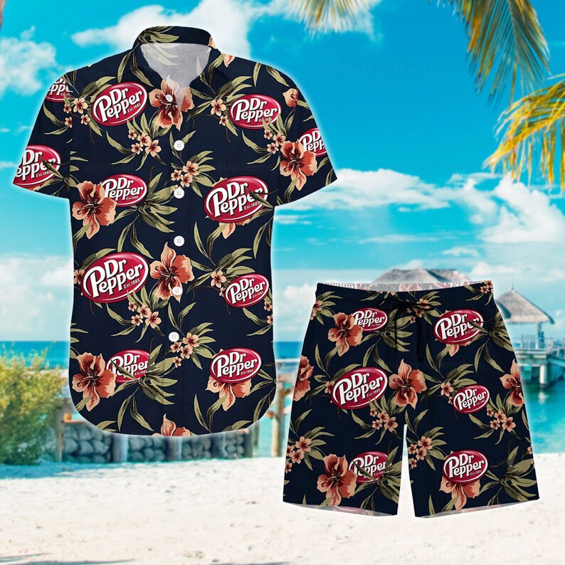 Dr Pepper Hawaiian Shirt Dr Pepper Shorts Dr Pepper Button - Etsy