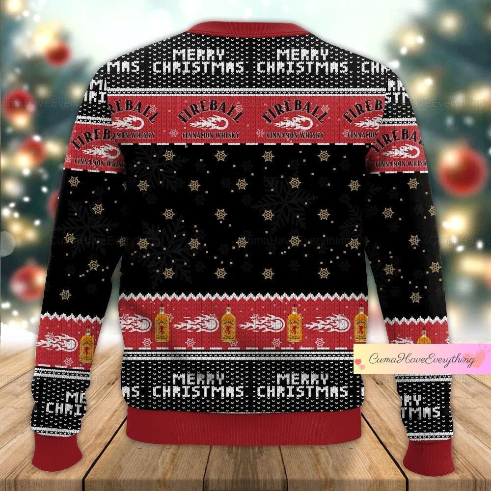 Fireball Whisky Ugly Sweater, Fireball Sweater Men, Whisky Christmas ...
