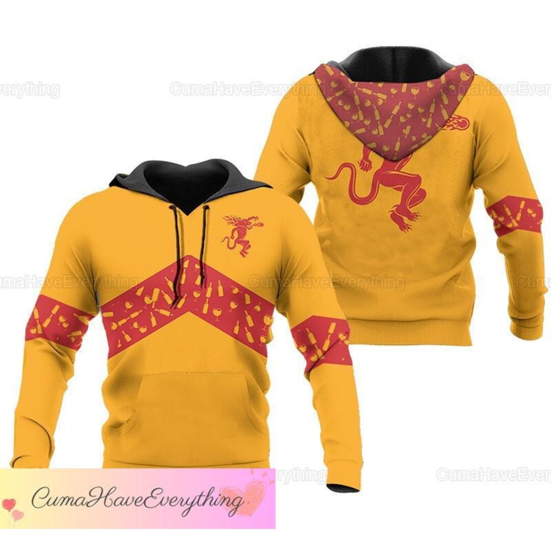 Fireball Whisky Hoodie, Yellow Wine Pattern Hoodie, Fireball Zip Hoodie ...