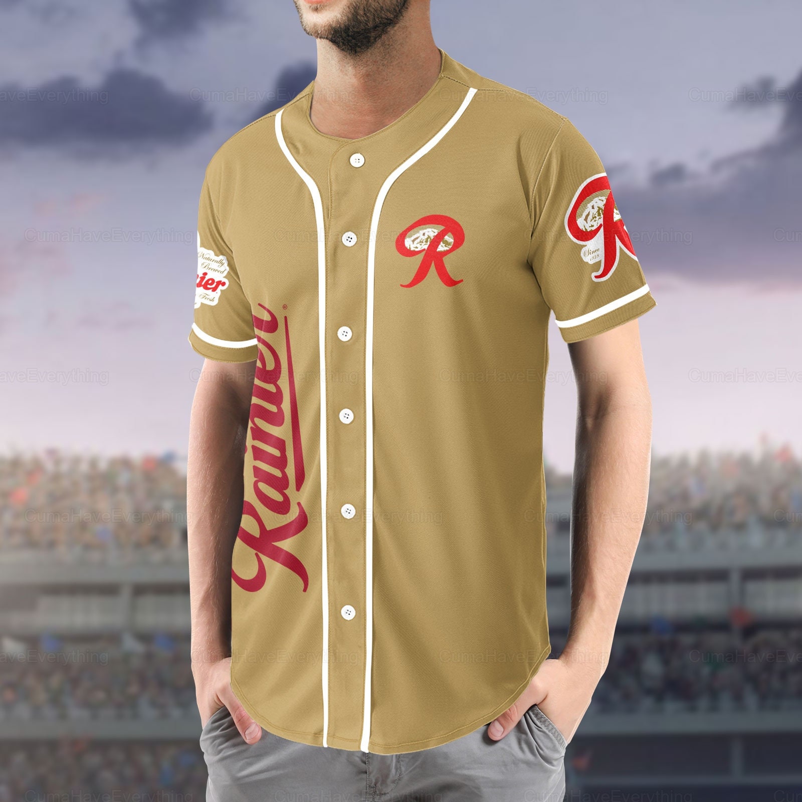 Rainer Beer Baseball Jersey Camisas Amantes De La Cerveza Camisa