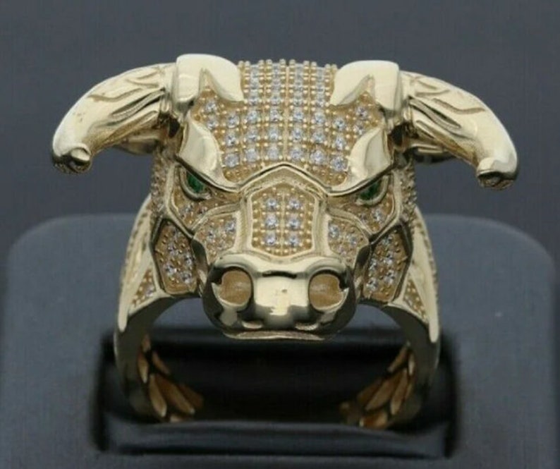2.55 Ct Diamond Bull Ring Angry Bull Diamond Ring Animal Diamond Ring ...