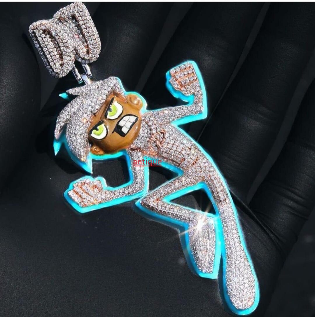 Handmade Iced Out Angry Diamond Cartoon Pendant Iced Out Charm Cartoon ...