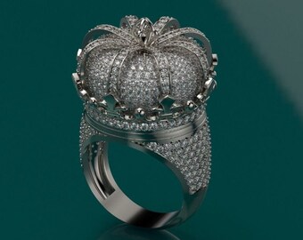 3.00 Ct Men's Customized King Crown Ring Iced Out Crown Ring Hip Hop ...