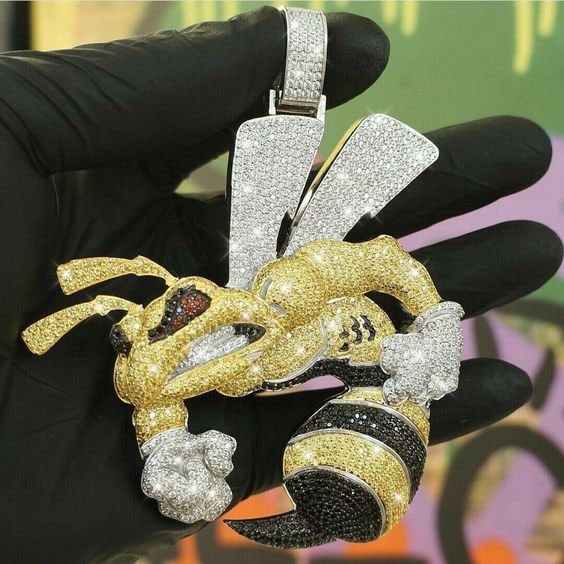 4.00 Ct Diamond Bee Pendant Iced Out Bee Pendant Angry Bee Diamond Man ...